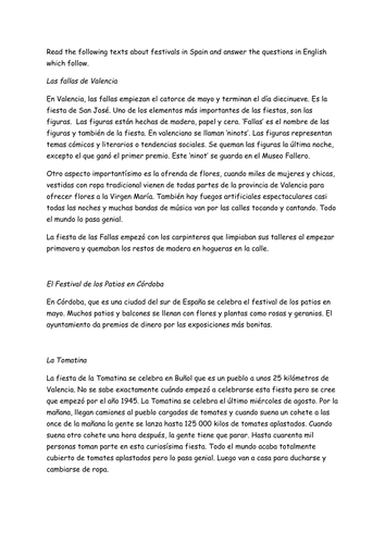 KS4 Festivals in Spain new AQA Spanish | Teaching Resources
