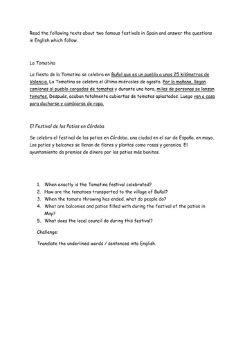 KS4 Festivals in Spain new AQA Spanish | Teaching Resources