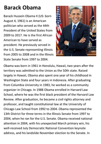 Barack Obama Activity Bundle | Teaching Resources