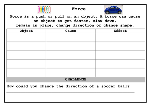Science and Technology Unit of Work - Forces | Teaching Resources