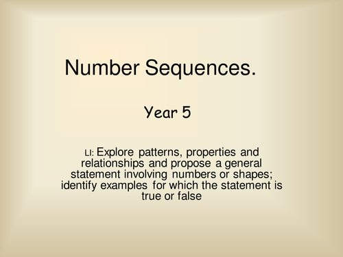 Year 5 - Number Sequences - Presentation - Numeracy - Block A Unit 2 ...