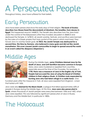 Eduqas: Study of Judaism: The Temple and Jewish Persecution: Whole ...