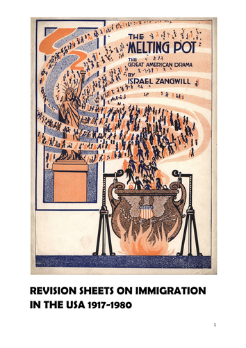 Immigration revision sheets - Edexcel A level - Route F 'In Search of ...