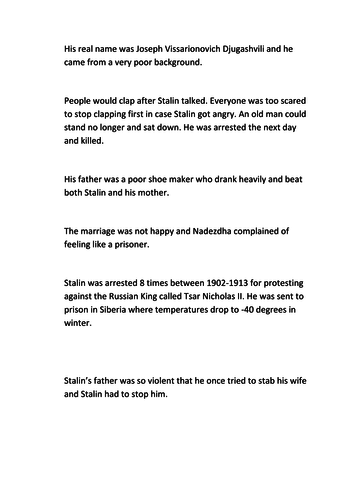 Lesson 5 - Rise of the Dictators - Joseph Stalin | Teaching Resources