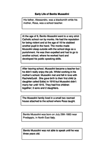 Lesson 7 - Rise of the Dictators - Benito Mussolini | Teaching Resources