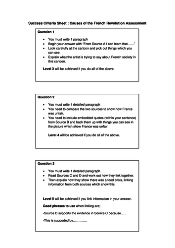 Lesson 6 - French Revolution and Napoleon - Assessment | Teaching Resources