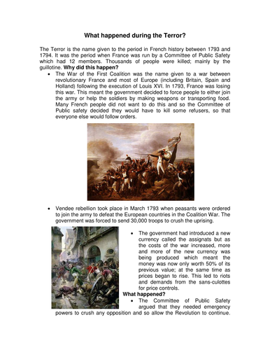 Lesson 10 - French Revolution and Napoleon - The Terror | Teaching ...