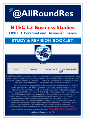 @AllRoundRes BTEC L3 Business Studies UNIT 3 BUNDLE! | Teaching Resources