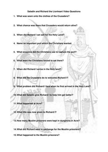 Lesson 6 - Saladin and Richard the Lionheart | Teaching Resources