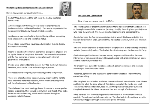 The Cold War 2R AQA - Lesson 1. Post WW2 relations +Capitalism VS ...