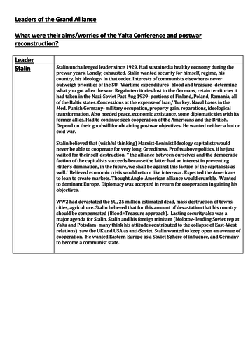 The Cold War 2R - Was the Yalta Conference a Success? Lesson 2. WHOLE ...