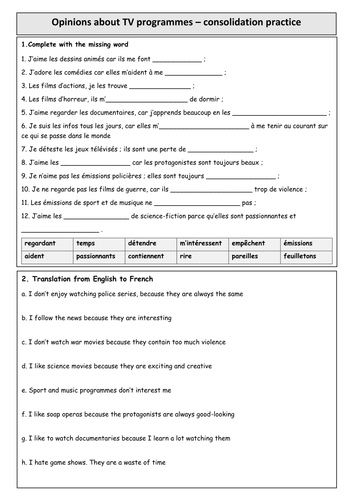 KS3/4 French - Pool of resources on talking about TV | Teaching Resources