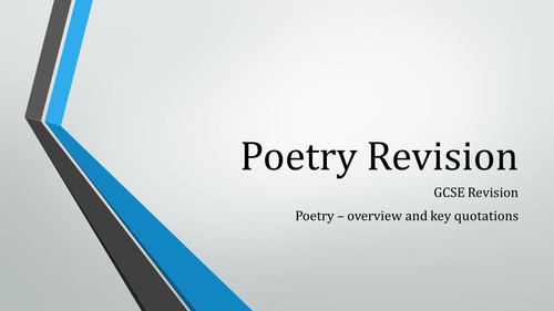 GCSE Eduqas English Lit: Poetry Revision | Teaching Resources