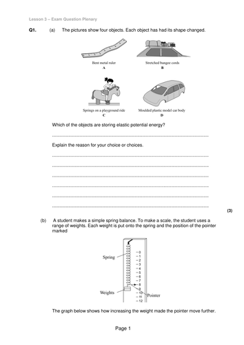 AQA Chapter 1 - Lesson 3 - Elastic Potential Energy | Teaching Resources AQA Chapter 1 - Lesson 3 - Elastic Potential Energy | Teaching Resources