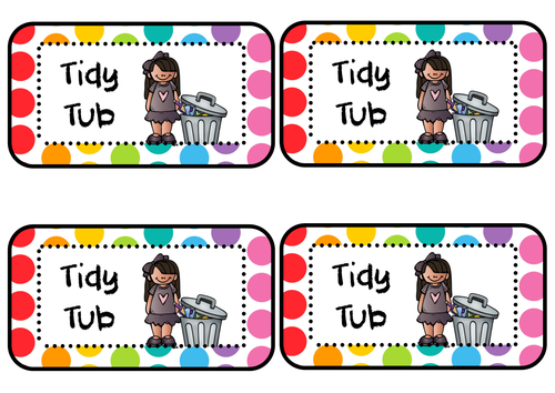 Tidy Tub Labels (2 sizes) - Rainbow Pop Theme | Teaching Resources