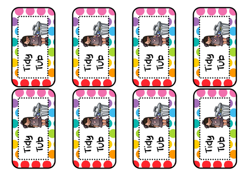 Tidy Tub Labels (2 sizes) - Rainbow Pop Theme | Teaching Resources