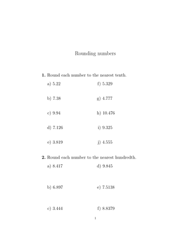 Rounding numbers worksheet (with solutions) | Teaching Resources