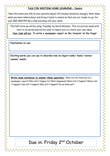 'Tuesday' (the picture book) writing project. | Teaching Resources