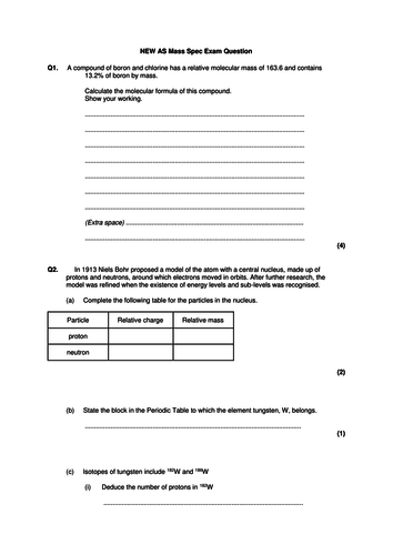 AQA AS level Unit 1 Section 1 Atomic structure - Lesson 3 + 4 Mass ...