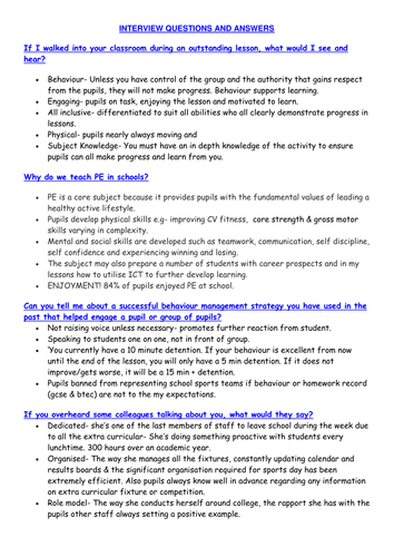 Interviews and questions Head of Department | Teaching Resources