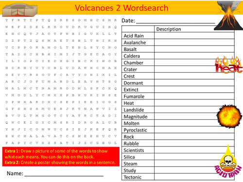 Volcanoes 2 Wordsearch Geography Geology Literacy Starter Activity ...