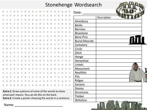 Stonehenge Wordsearch History RE Literacy Starter Activity Homework ...