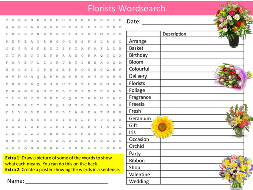 Florist Wordsearch Career Florists Literacy Starter Activity Homework ...