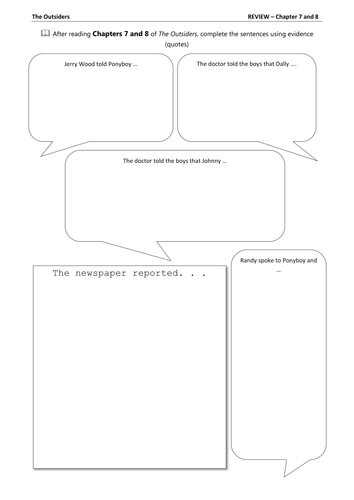 The Outsiders - Chapter Reviews | Teaching Resources