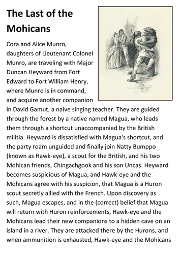 The Last of the Mohicans Handout | Teaching Resources