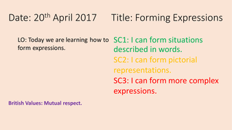 forming expressions mastery lesson | Teaching Resources