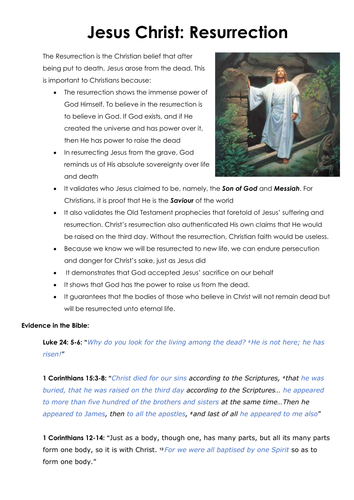 WJEC Eduqas: Christianity: Resurrection of Jesus - Whole Lesson ...