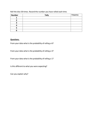 Probability experiments with scaffolding (experimental probability ...