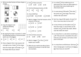Fractions of an amount differentiated worksheet | Teaching Resources