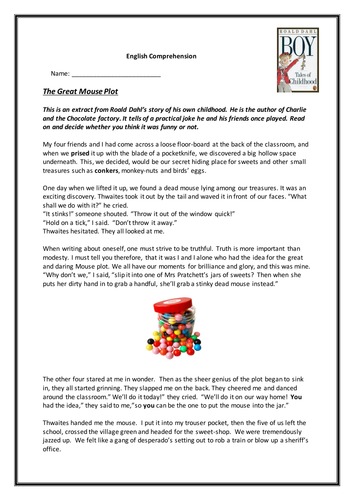 ROALD DAHL COMPREHENSIONS | Teaching Resources