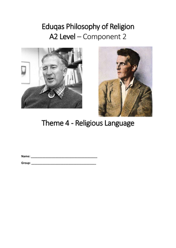 Eduqas A2 Religious Studies: Component 2 Theme 4 - Religious Language ...