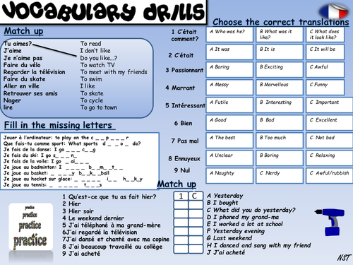Learn your vocabulary on sports and hobbies in French/it takes practice ...
