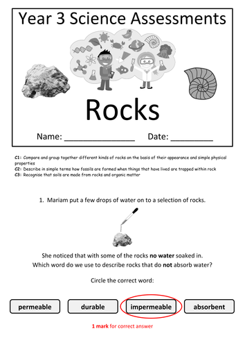 Year 3 Science Assessment: Rocks+ Revision Sheet/Poster | Teaching ...