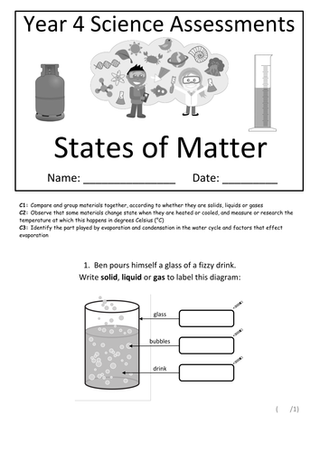 Year 4 Science Assessment: States Of Matter + Revision Sheet/Poster ...