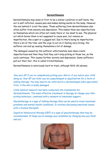 Self Harm - Mental Health | Teaching Resources