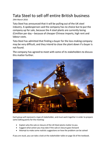 CIE iGCSE Business 0450 Unit 1 Understanding Business | Teaching Resources