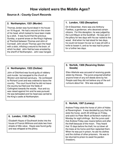 Crime and Punishment in late Medieval England (2-3 lessons) | Teaching ...
