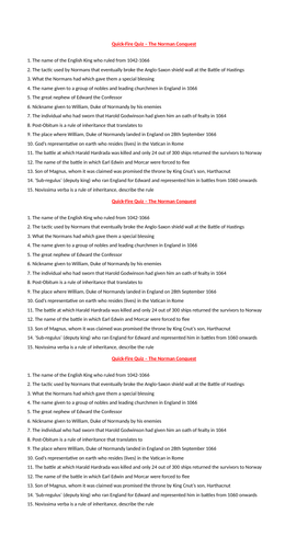 King William I's Consolidation of Power | Teaching Resources