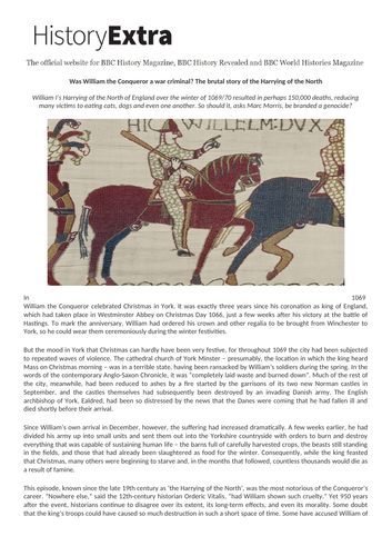 The Harrying of the North | Teaching Resources