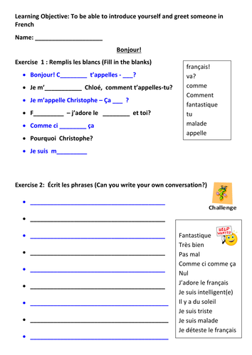 Back to School French First Lesson | Teaching Resources