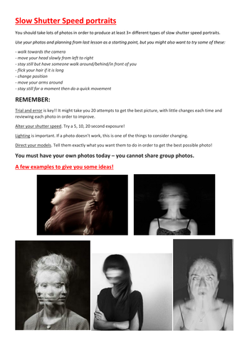 Photography: slow shutter speed portraits | Teaching Resources