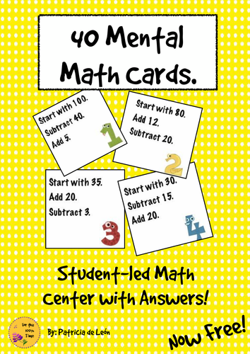 Mental Math Cards | Teaching Resources