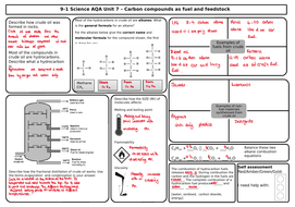 AQA Chemistry GCSE - Revision Mats/Grid for Unit 7 Organic, carbon ...