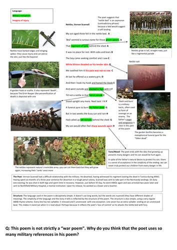 KS3 Poetry: War- analysing and comparing poems | Teaching Resources