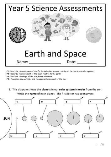 Year 5 Science Assessment: Earth and Space + Revision Sheet/Poster ...