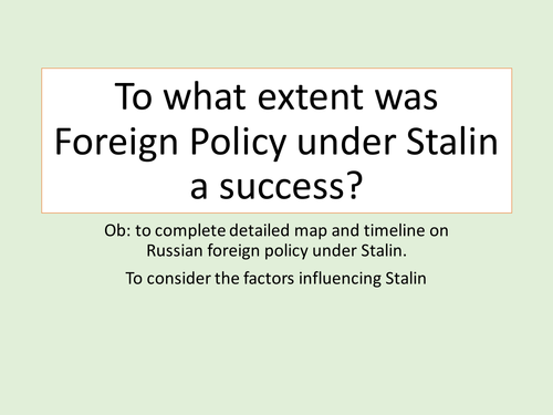 Foreign Policy Stalin | Teaching Resources